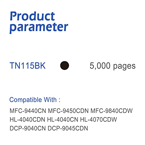 EASYPRINT Black Compatible TN115 TN-115 Toner Cartridge Used for Brother HL-4040CN 4050CDN 4070CDW MFC-9440CN 9450CDN 9840CDW DCP-9040CN 9045CDN Printer, (1xPack)