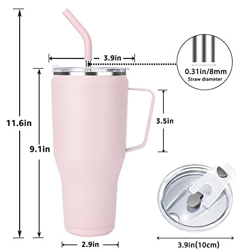 Zenbo Mug Tumbler 40 oz–Stainless Steel Vacuum Insulated Mug with Handle,Lid and Straw,Keeps Drinks Cold up to 34 Hours – Sweat-Proof Body, Dishwasher Safe
