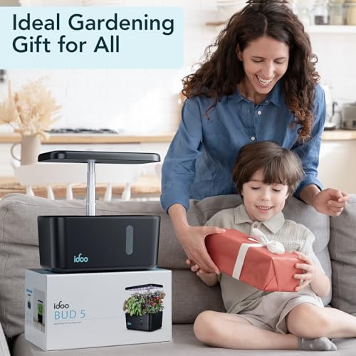 iDOO Hydroponics Growing System, 5-Pod Mini Indoor Herb Garden with Sprouter Tray, Sprouts Growing Kit for Cat Grass, LED Grow Light, Auto-Timer, Pump, Plant Germination Kit, Hydrophonic Planter Gift