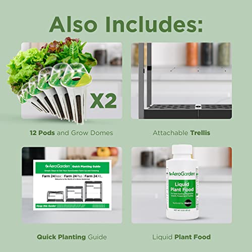AeroGarden Farm 24XL with Salad Bar Seed Pod Kit - Indoor Garden with LED Grow Light, Black