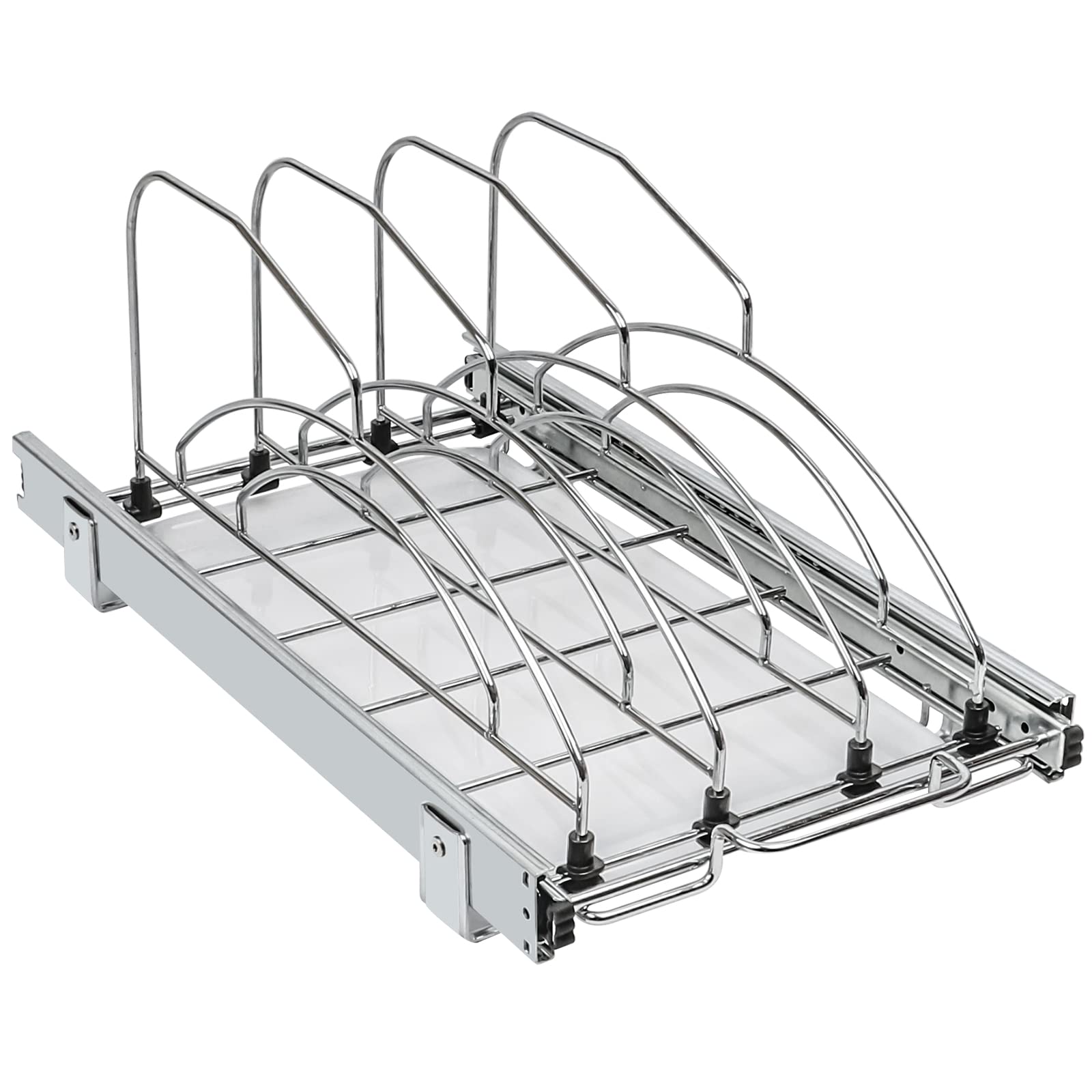 BBLHOME Pull Out Cabinet Organizer 11" W x 20" D x 8" H Rack Slide Out Kitchen Cutting Board for Kitchen Pantry for Cookie Sheet, Bakeware and Tray, Chrome