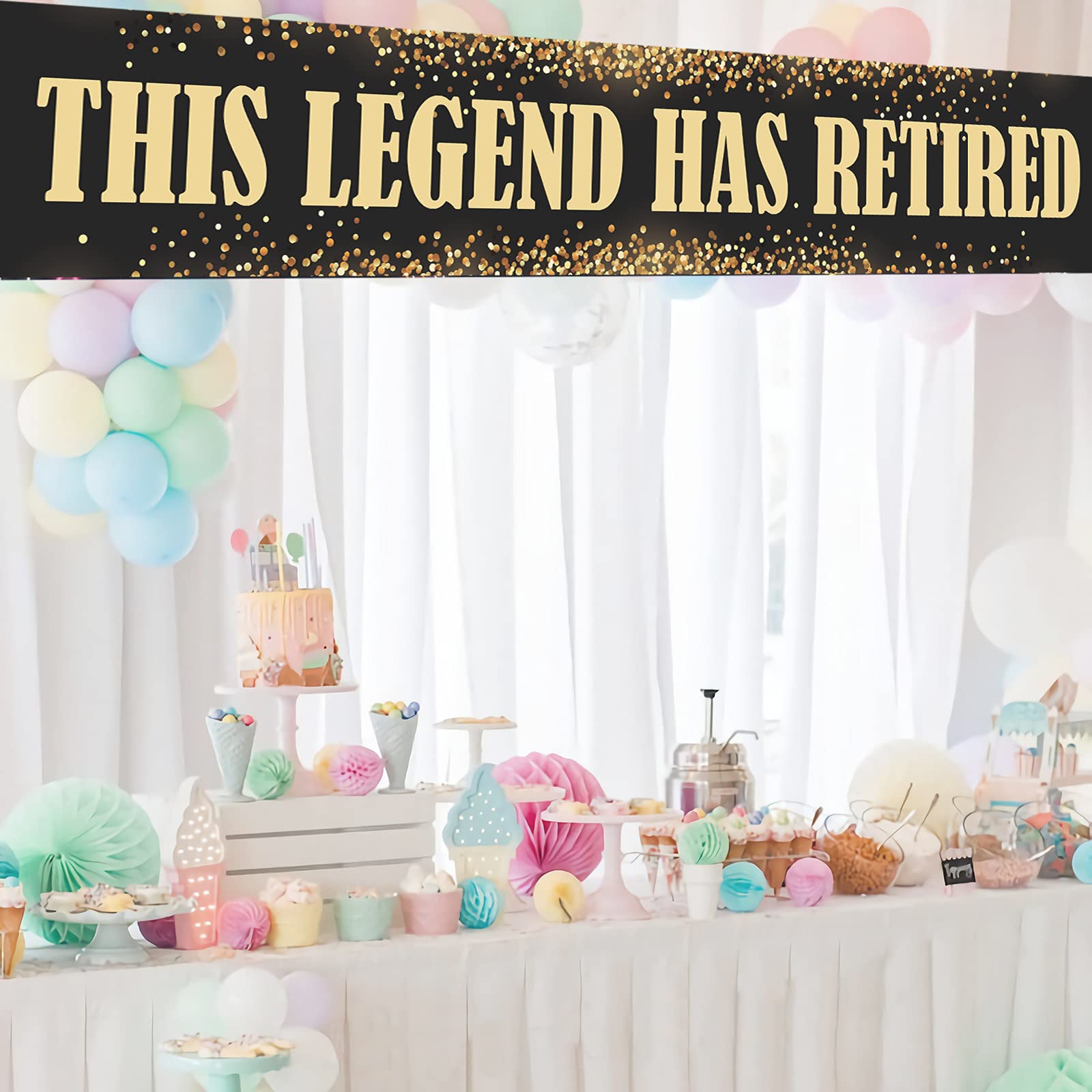 This Legend Has Retired Large Banner, Finally Retired Theme Yard Sign Lawn Sign, Retirement Party Outdoor Indoor Backdrop 9.8 x 1.6 Feet