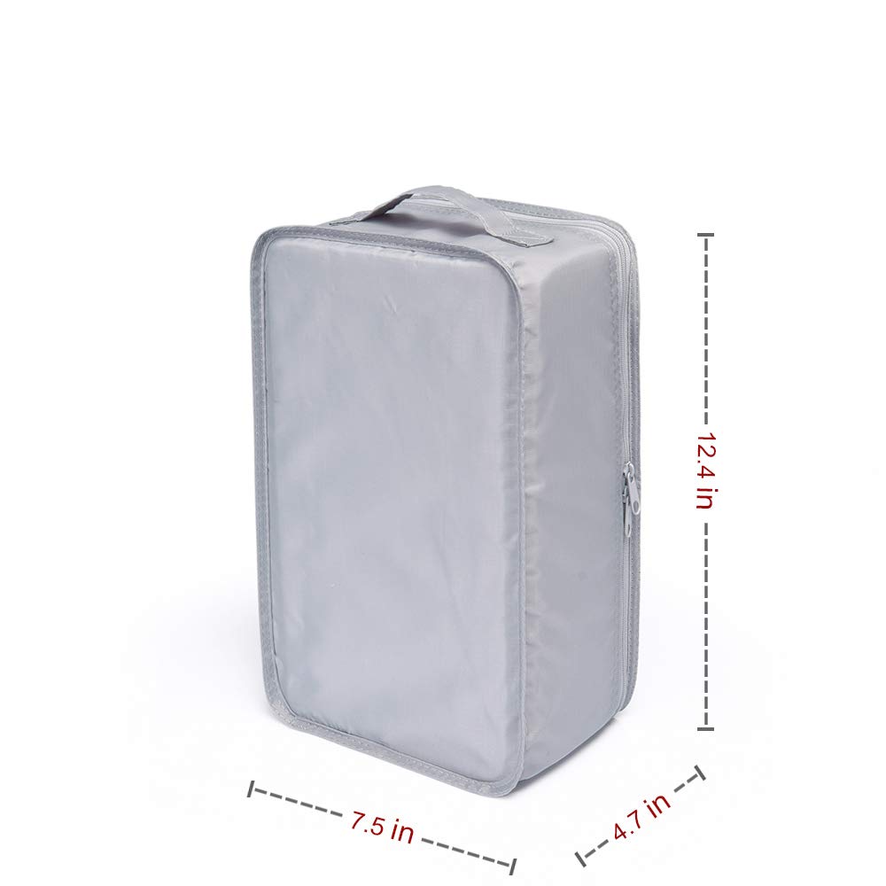 JJ POWER Travel Shoe Bags, Foldable Waterproof Shoe Puches Organizer-Double Layer (2 Grey Shoe Bags)