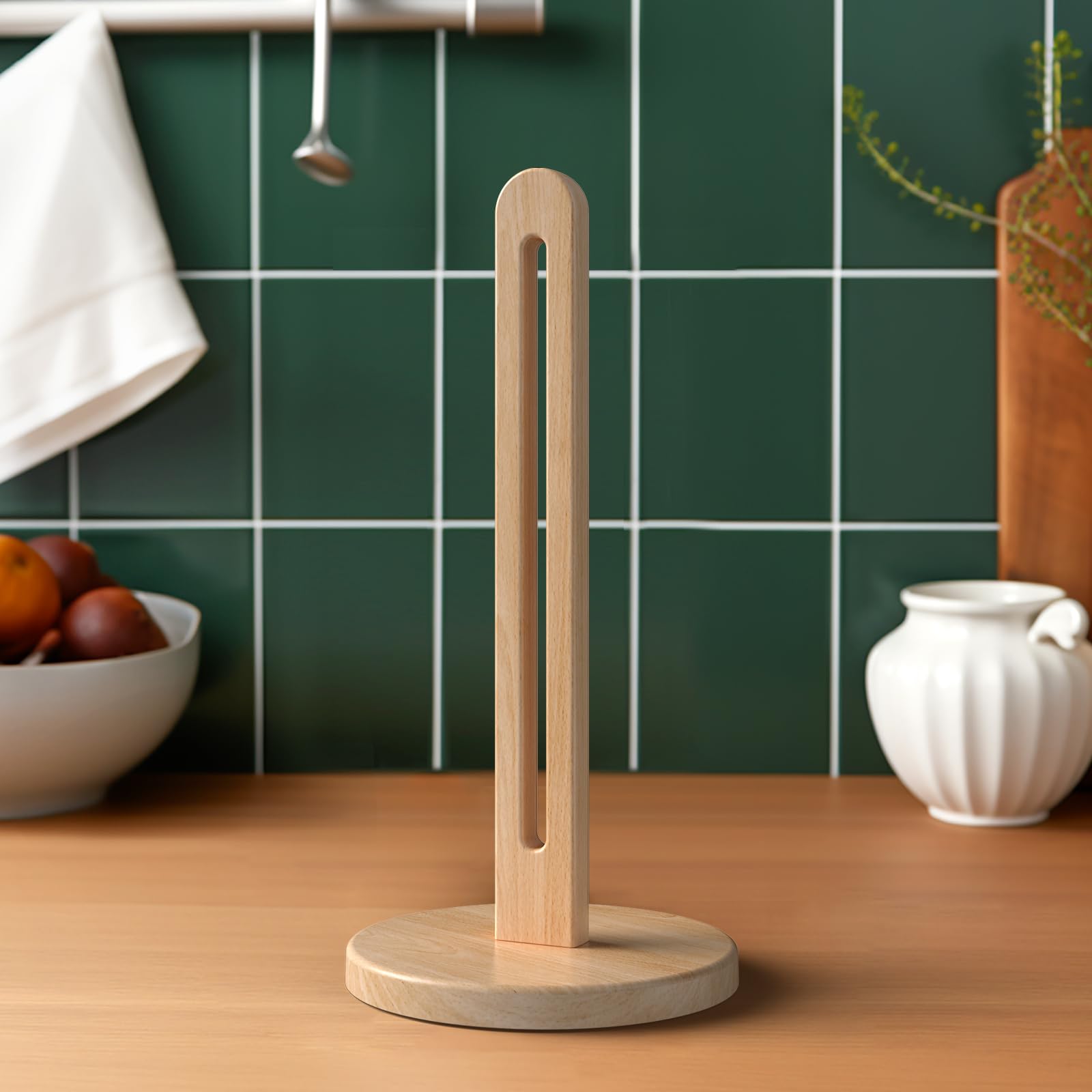 KitchLife Wooden Paper Towel Holder, Upgraded Size - Kitchen Paper Hanger Rack Bathroom Towel Roll Stand Organizer Simply Standing Countertop Paper Roll Holder