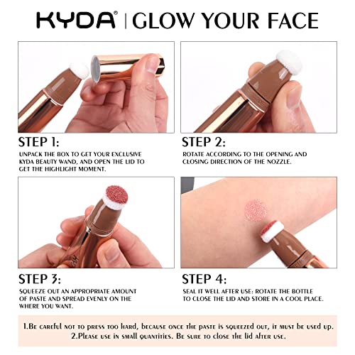 KYDA Blush Beauty Wand, Shimmer Face Blush with Cushion Applicator, Natural Pearl Finish, Silky Smooth Creamy Formula, Lightweight Blendable Blush Rouge Stick, by Ownest Beauty-Pearl Pink