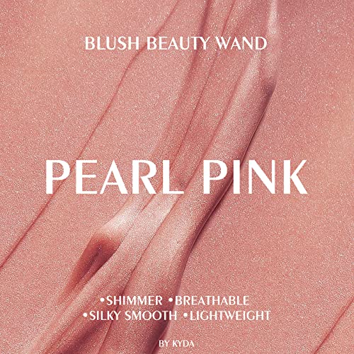 KYDA Blush Beauty Wand, Shimmer Face Blush with Cushion Applicator, Natural Pearl Finish, Silky Smooth Creamy Formula, Lightweight Blendable Blush Rouge Stick, by Ownest Beauty-Pearl Pink