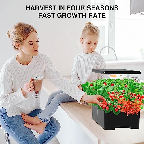 Hydroponics Growing System Herb Garden - MUFGA 18 Pods Indoor Gardening System with LED Grow Light, Plants Germination Kit(No Seeds) with Pump System, Adjustable Height Up to 17.7" for Home, Black