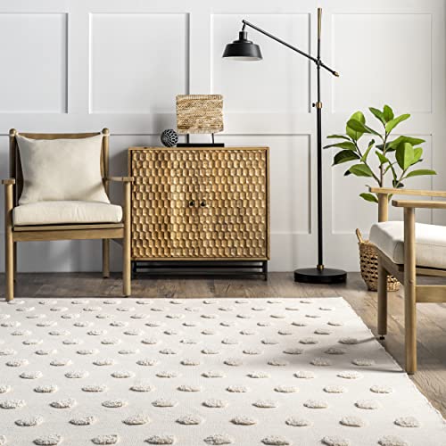 nuLOOM LuLu Hand Woven Raised Dots Area Rug, 8' x 10', Ivory