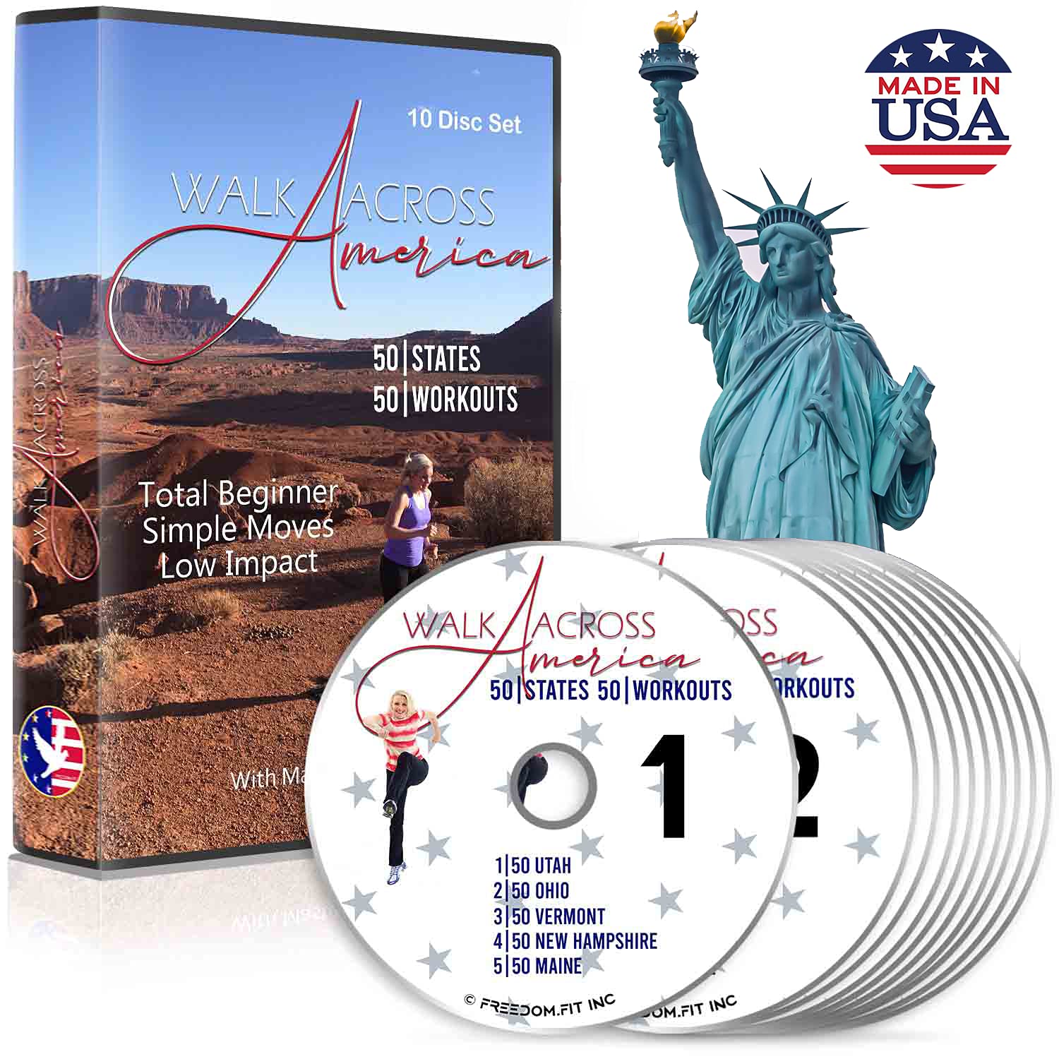 Walk Across America | 50 States | 50 Workouts | Jenny Ford | Walking Program | Beginner Workouts | Exercise Fitness DVD