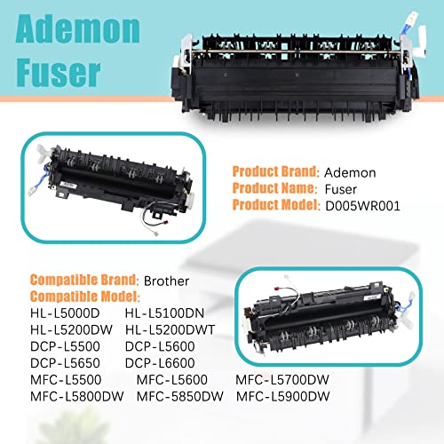 D005WR001 Fuser Compatible with Brother HL-L5000D L5100DN L5200DW L5200DWT DCP-L5500 DCP-L5600 L5650 L6600 MFC-L5500 MFC-L5600 L5700DW L5800DW 5850DW L5900DW,D005WR001 Replacement Fuser Fixing Unit