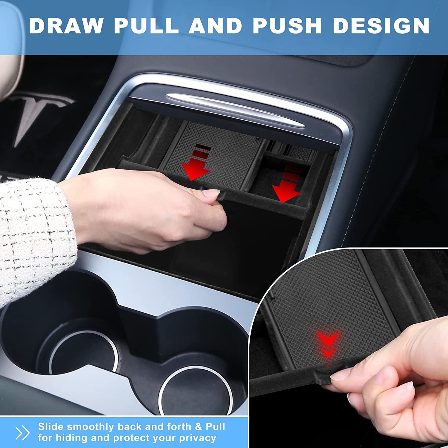 XINTUO (5 Pack 3PC Upgraded Center Console Organizer Tray Compatible for 2023 2022 2021 Tesla Model 3 Model Y Accessories Armrest Hidden Drawer Storage Box 1PC Cup Holder 1PC Armrest Cover Whiteg