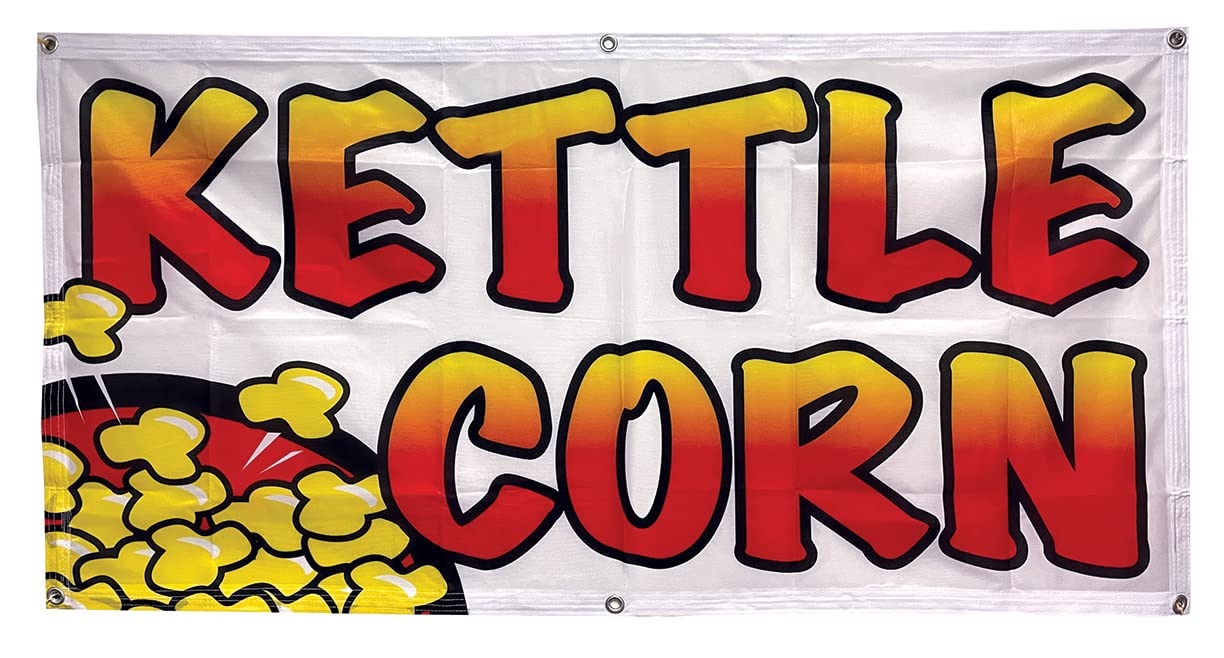 4 Less Co 2x4 Feet KETTLE CORN Banner Polyester Fabric Sign wb