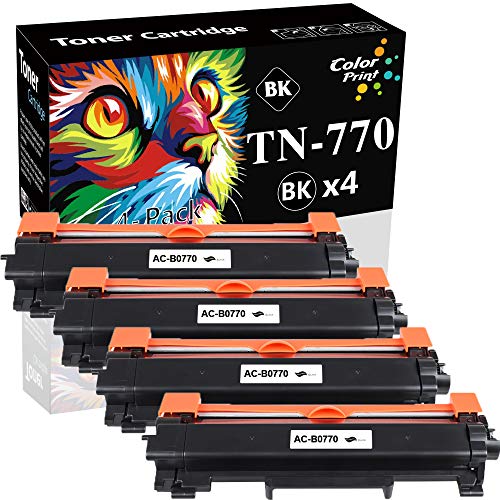 ColorPrint Compatible TN-770 Toner Cartridge High Yield Replacement for Brother TN770 TN 770 TN760 TN730 Used for HL-L2370DW HL-L2370DWXL MFC-L2750DW MFC-L2750DWXL HL L2370DW Printer (4-Pack, Black)