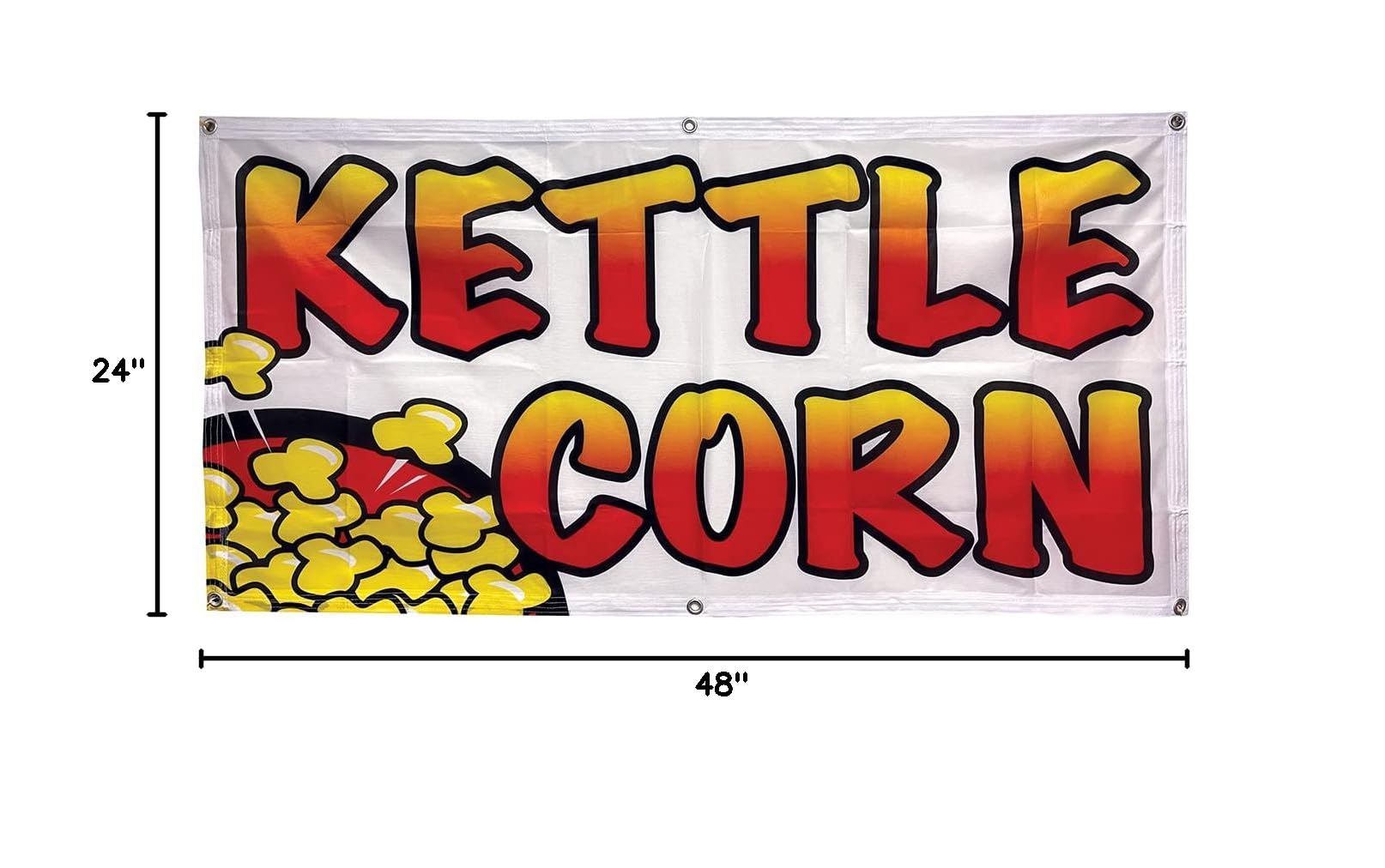 4 Less Co 2x4 Feet KETTLE CORN Banner Polyester Fabric Sign wb