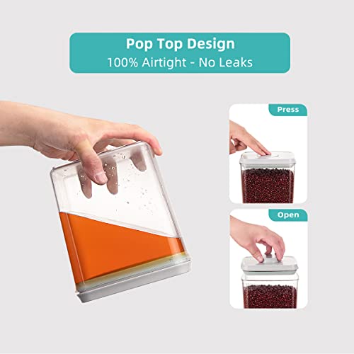 Food Storage Containers, Pop Airtight Food Storage Containers with Lids for Kitchen Pantry Organizing Stackable Container For Cereal Snack Flour Sugar Coffee Spaghetti - 8 Pcs Set [(1.2, 2.0, 2.7, 3.3qt)*2]