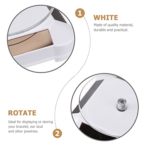Housoutil Mobile Holder Solar Rotating Display Stand, 10cm/ Load 500g Rotating Turntable Stand for Jewelry Watch Mini Model- White Bracelets Holder