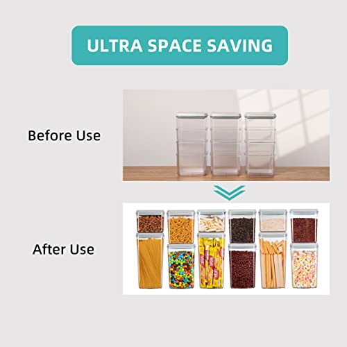 Food Storage Containers, Pop Airtight Food Storage Containers with Lids for Kitchen Pantry Organizing Stackable Container For Cereal Snack Flour Sugar Coffee Spaghetti - 8 Pcs Set [(1.2, 2.0, 2.7, 3.3qt)*2]