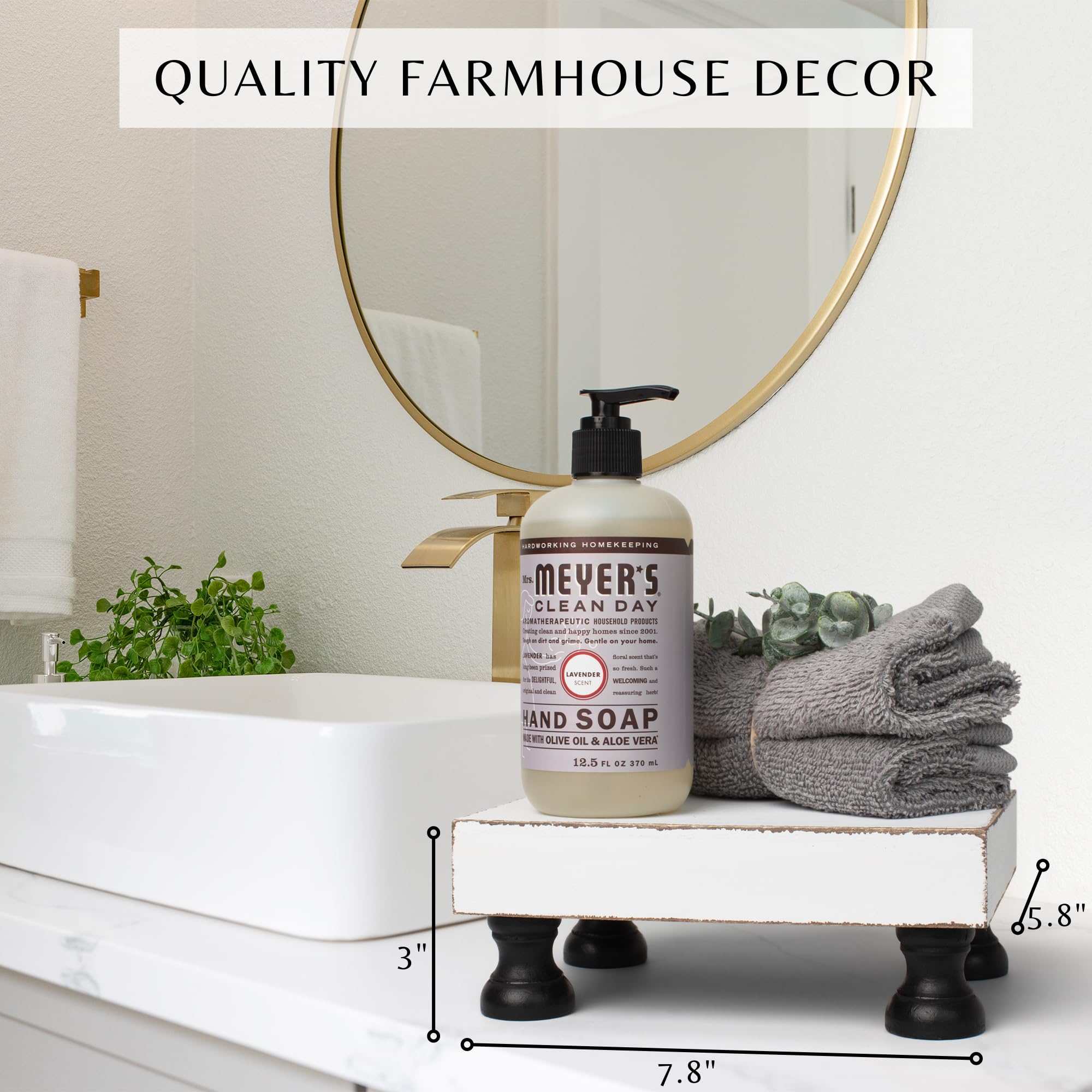 KIBAGA Decorative Wood Riser For Display - Beautiful Wooden Farmhouse Pedestal Stand Uniquely Displays Your Decorations - The Perfect Display Tray for Your Home and Kitchen Decor