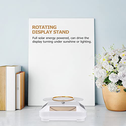 Housoutil Mobile Holder Solar Rotating Display Stand, 10cm/ Load 500g Rotating Turntable Stand for Jewelry Watch Mini Model- White Bracelets Holder