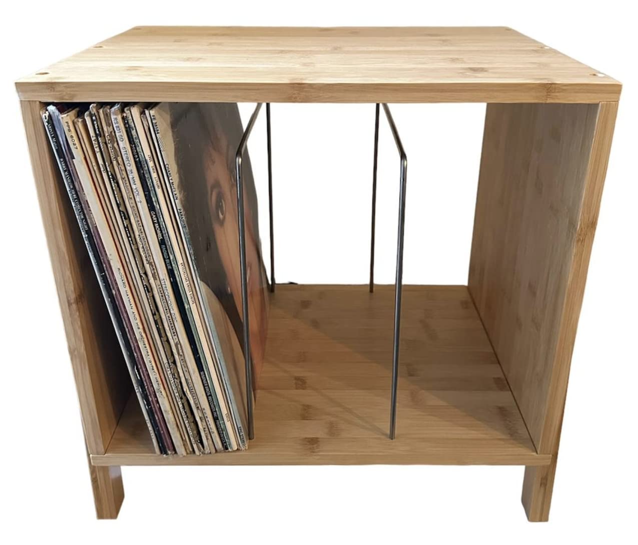Turnable Stand with Record Storage - Stackable Bamboo Record Player Stand with Storage for 12" Vinyl Albums Turntable Cabinet Nightstand - Living Room Bedroom Sofa Couch Bed Side Night Stand