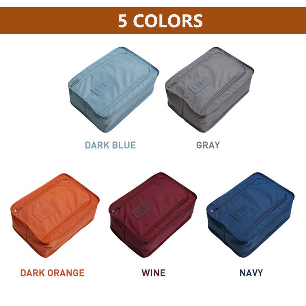 BUYGOO 5Pack Travel Shoe Bags, Portable Large Shoe Bags Waterproof with Zipper Closure - Multi-colored 5