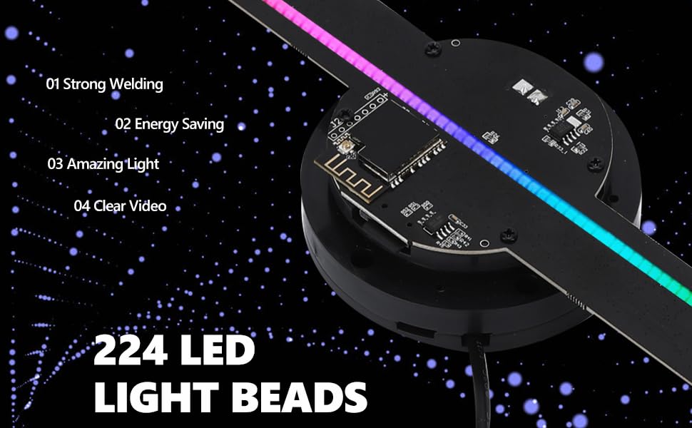 3D Advertising Machine, Led Hologram Projector Fan 224 Light Beads High Resolution 3D Advertising Player Support Wifi/App, Holographic Projection for Business Store Shop Bar, Built in 16Gb Tf Card(#1)