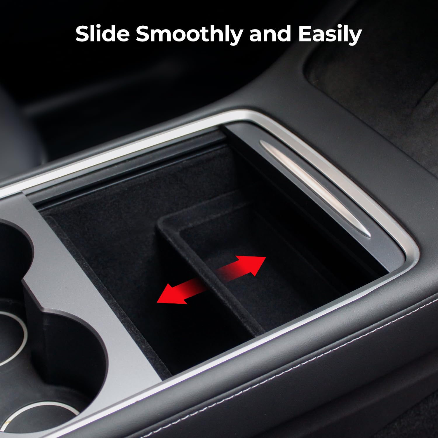 Foxpark [OEM-Look] Tesla Model Y I 3 Console Organizer Tray, Center Console Organizer, Tesla Model 3 Y Accessories 2019-2024 with Smooth Slide Technology