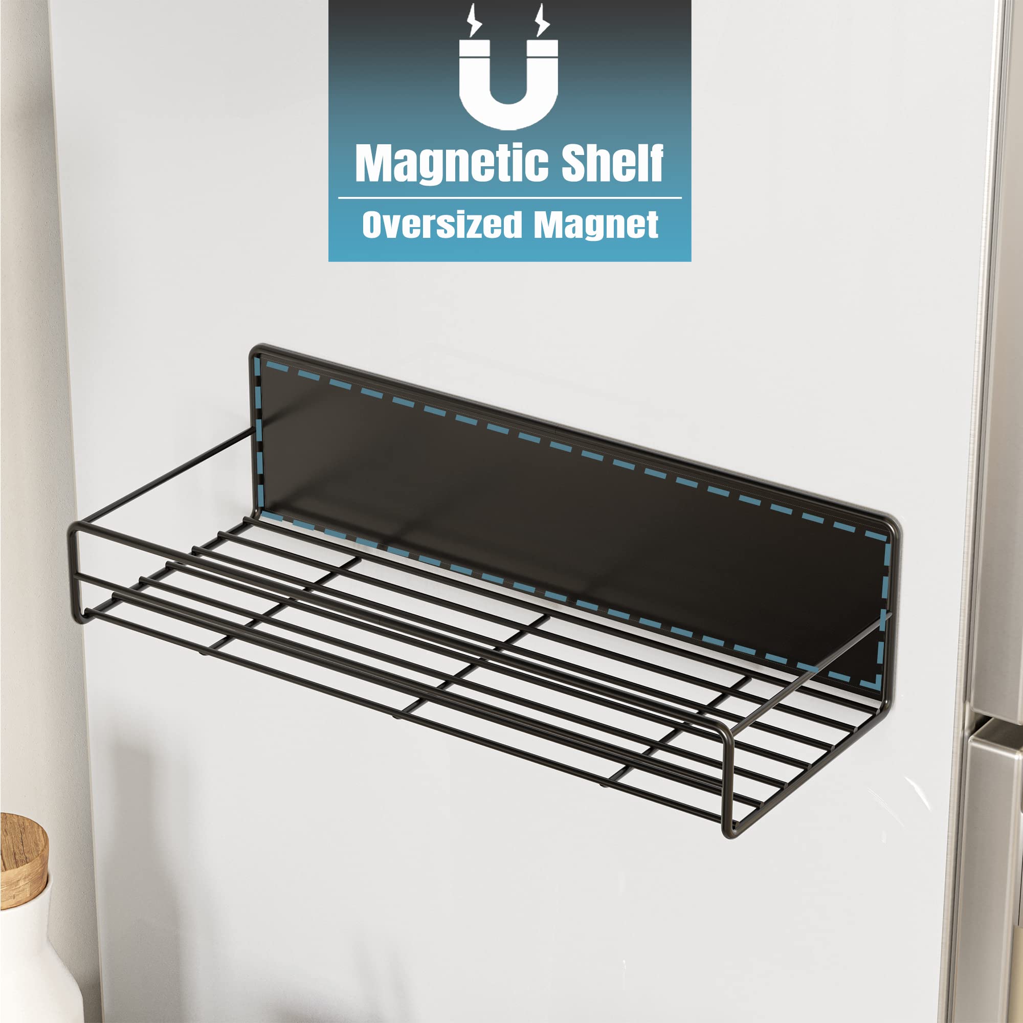 Neatsure 2 Pack Magnetic Spice Rack with 24 Spice Jars, 400 Spice Labels and Funnel, Alternative to Magnetic Spice Tins Containers, Refrigerator Fridge Shelf Organizer