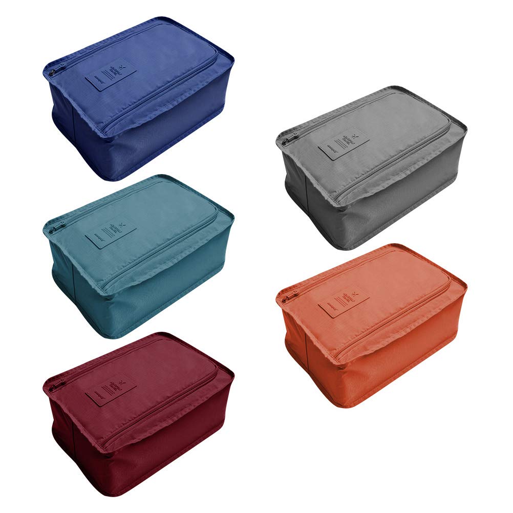 BUYGOO 5Pack Travel Shoe Bags, Portable Large Shoe Bags Waterproof with Zipper Closure - Multi-colored 5