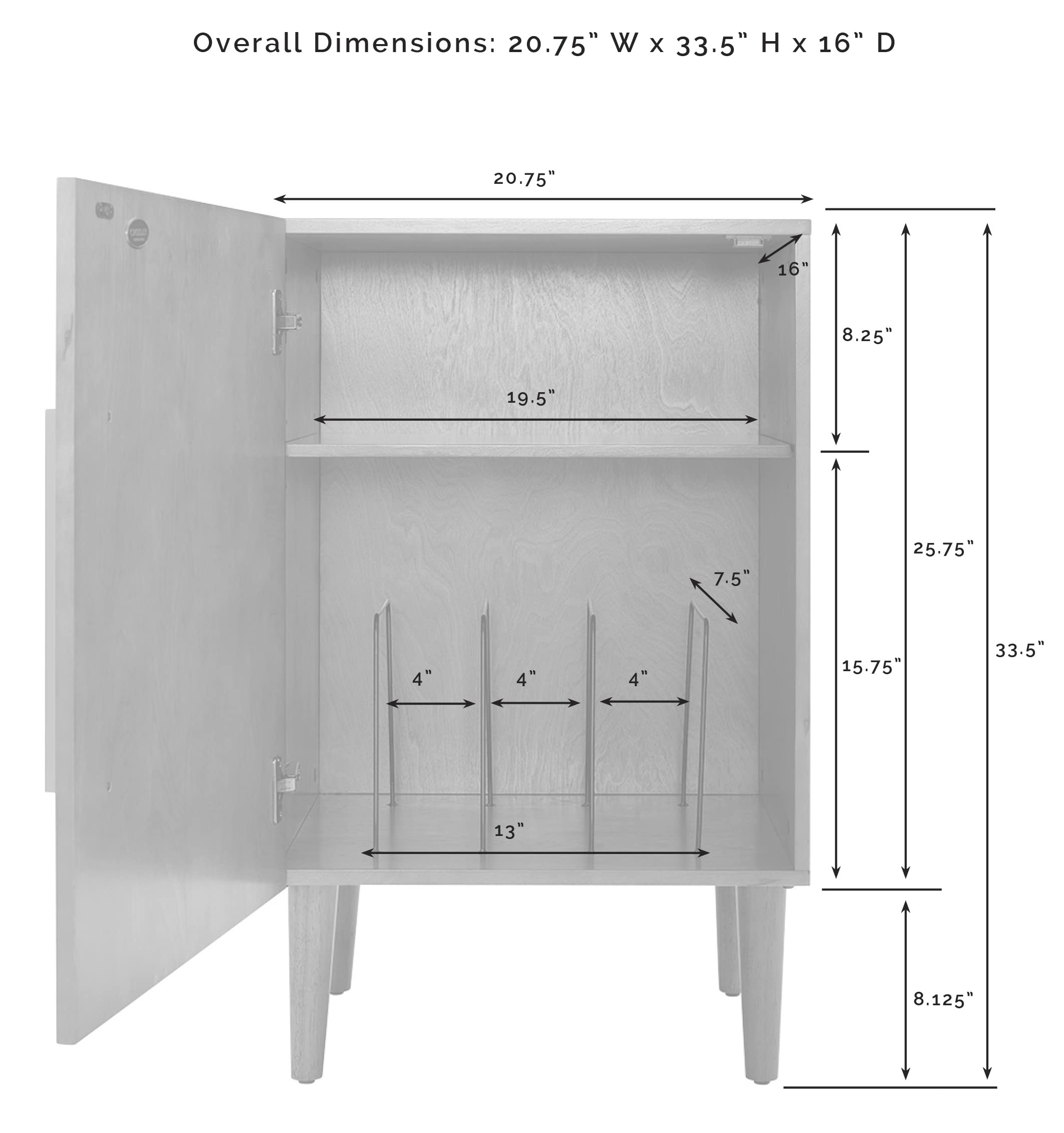 Crosley Furniture Everett Player Stand with Storage for Vinyl Records, Mahogany