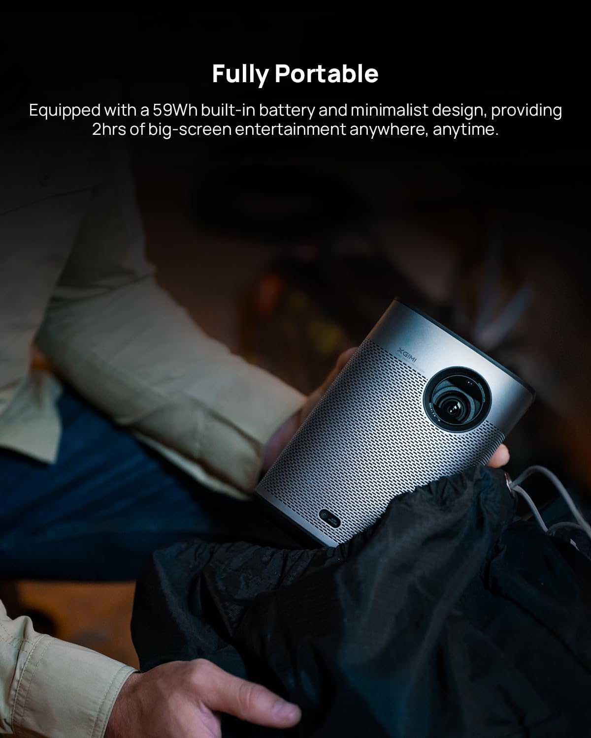 XGIMI Halo+ 1080P Portable Projector, 900 ANSI Lumens with Harman Kardon Speakers, Auto Keystone Correction, Auto Focus, Intelligent Obstacle Avoidance, Intelligent Screen Alignment, Android TV 10.0