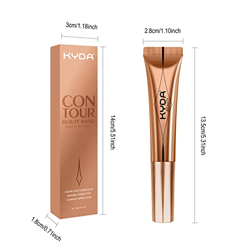 KYDA Contour Beauty Wand, Liquid Face Concealer Contouring with Cushion Applicator, High Coverage Natural Matte Finish, Lightweight Blendable Super Silky Cream Contour Stick, by Ownest Beauty-Medium