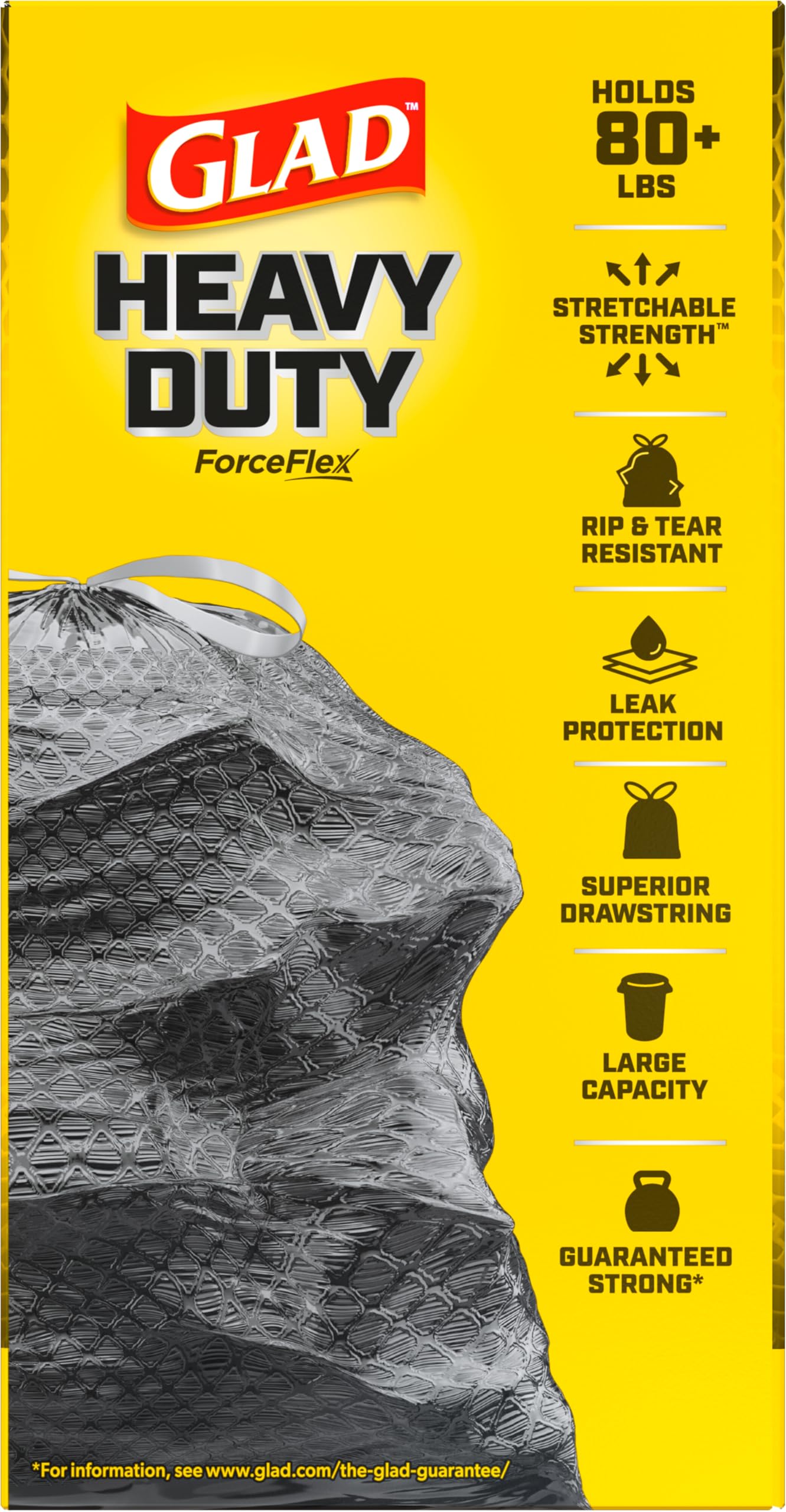 GLAD ForceFlex Large Drawstring Trash Bags, 30 Gallon Black Trash Bags for Large Kitchen Trash Can, Mountain Air Scent to Eliminate Odors, 50 Count (Package May Vary)