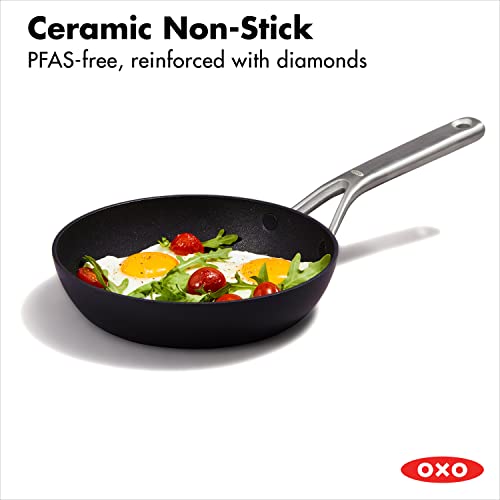 OXO Professional Hard Anodized PFAS-Free Nonstick, 8" Frying Pan Skillet, Induction, Diamond reinforced Coating, Dishwasher Safe, Oven Safe, Black