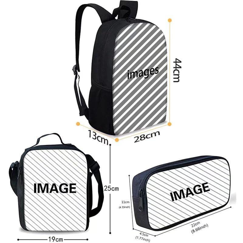 AmzPrint Cute Siberian Husky Dog Backpack For Kids Girls Lunch Bag For School 3 In 1 Back To School Class Backpacks Set