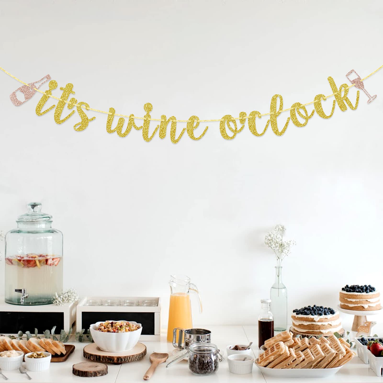 It's Wine O'Clock Banner, Bachelorette, Girl's Weekend, Women's Birthday Party Banner, Wine Themed Party Decor