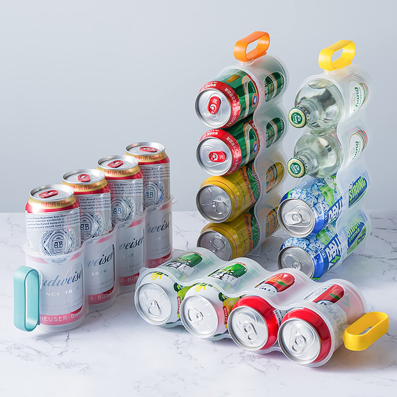 Refrigerator Organizer Bins Beverage Holder for Fridge, Freezer Soda Can Organizer for Refrigerator Shelf, Beer Can Holder, Fridge Storage Sliding Rack, Drink Can Dispensers (Blue), (LK-65)