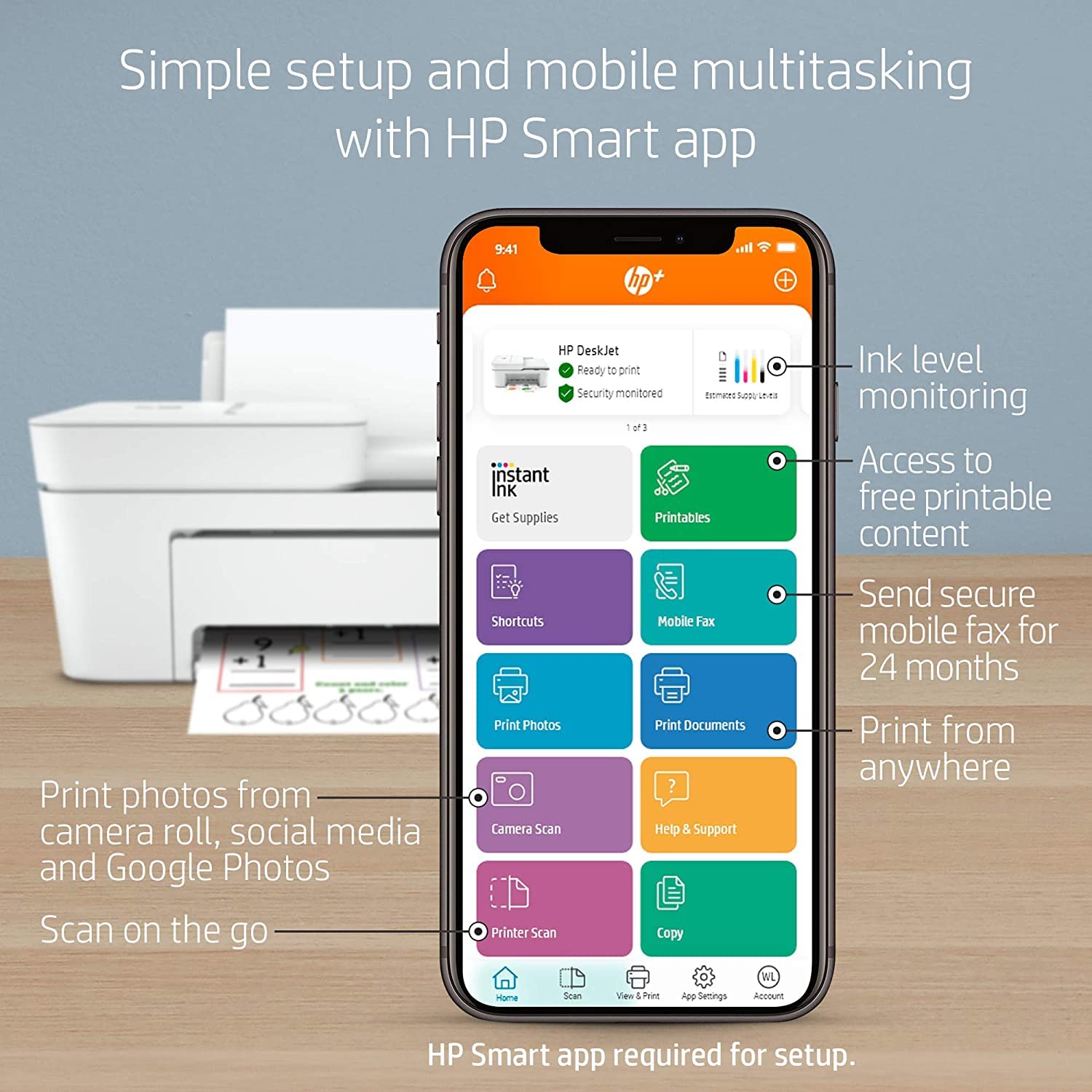 Bools H-P DeskJet 4155eSeries All-in-One Wireless Color Printer, Copier, Scanner, and a USB Printer Cable