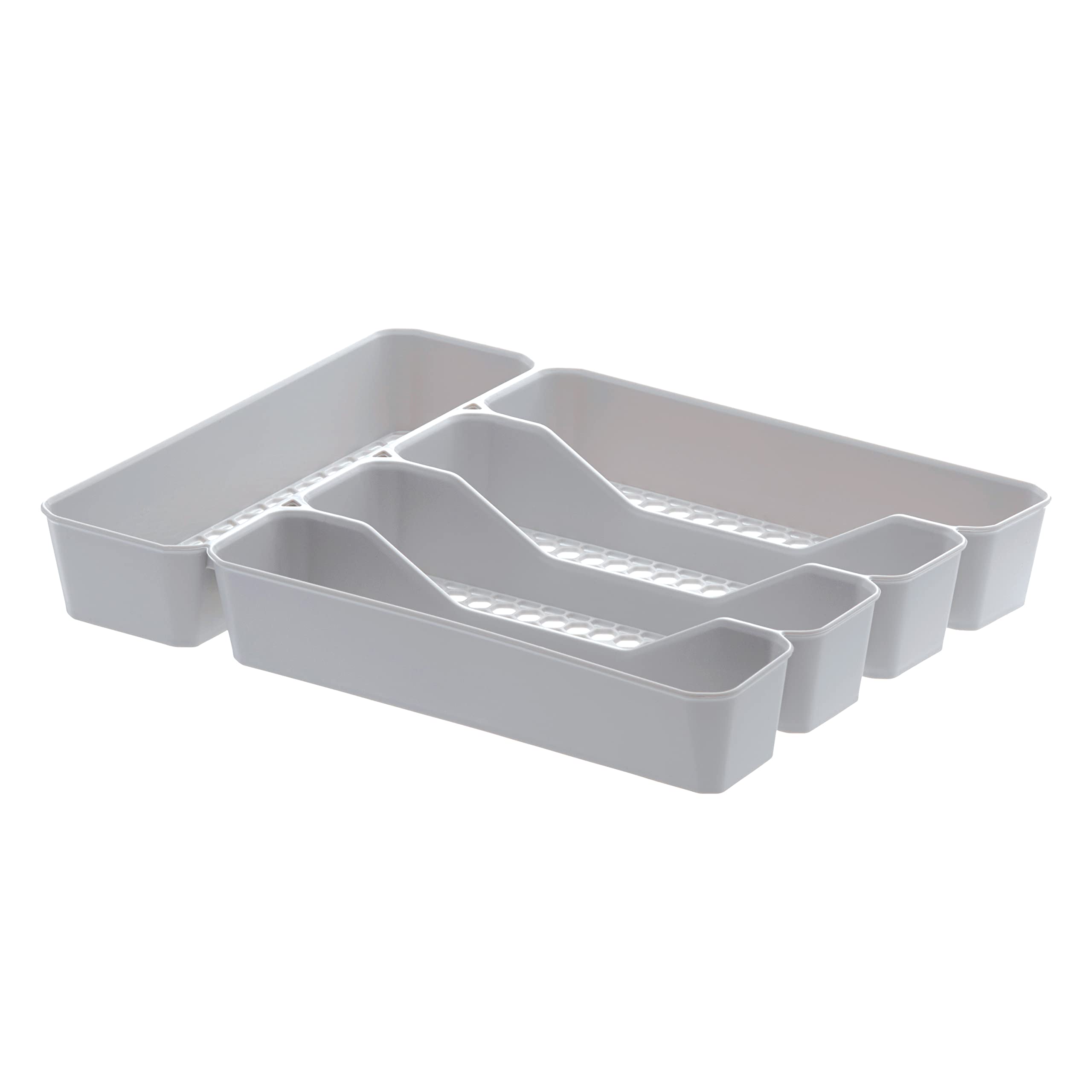 Spectrum Diversified Hexa Drawer Organizer Tray Modern Kitchen Cutlery, Utensil, Silverware Holder Caddy, 5 Dividers Cabinet Storage, 10 x 13, Stone Gray