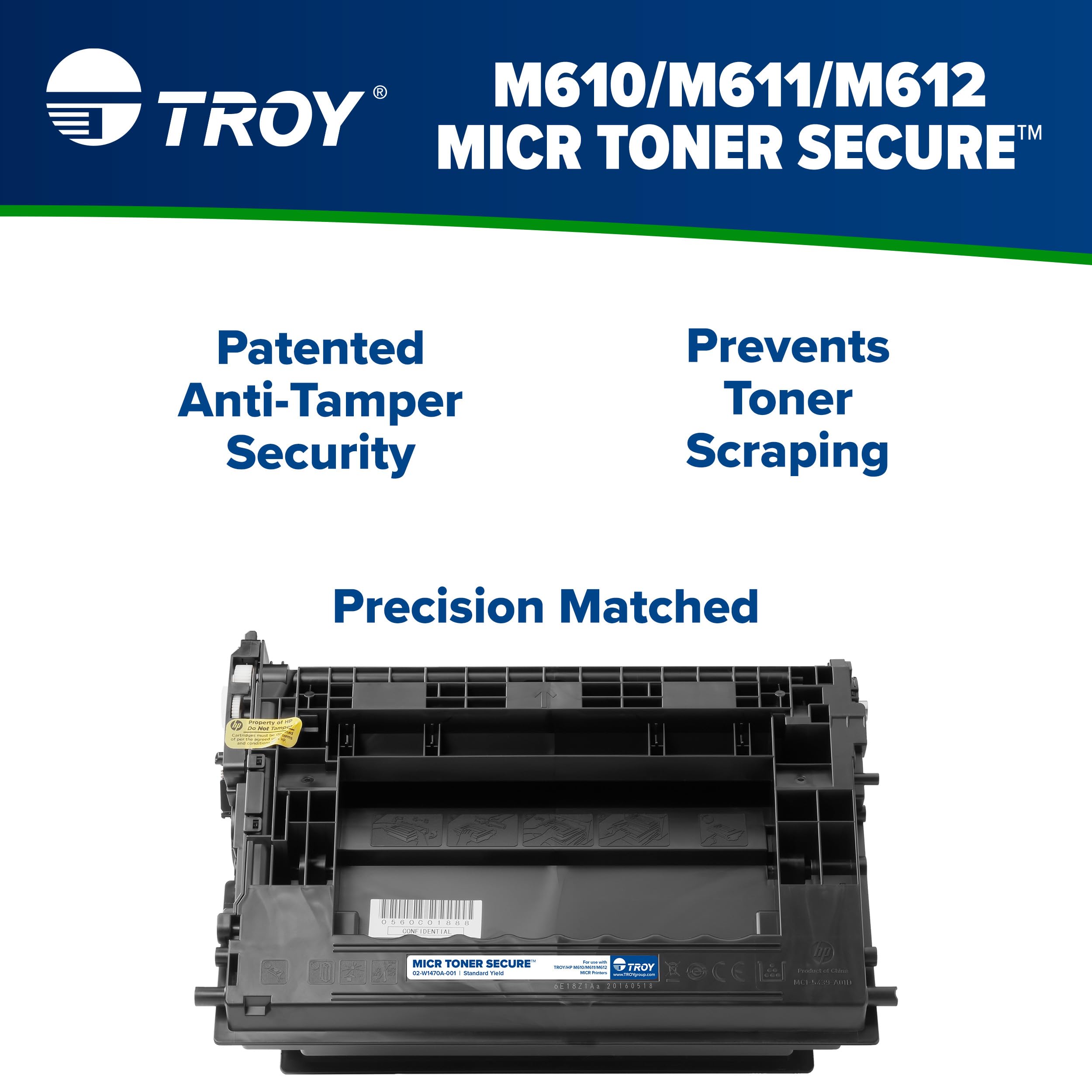 TROY M610, 611, 612 MICR Toner Cartridge (10,500 Yield) (Compatible with HP (70A) Laserjet M610, 611, 612 Printers)