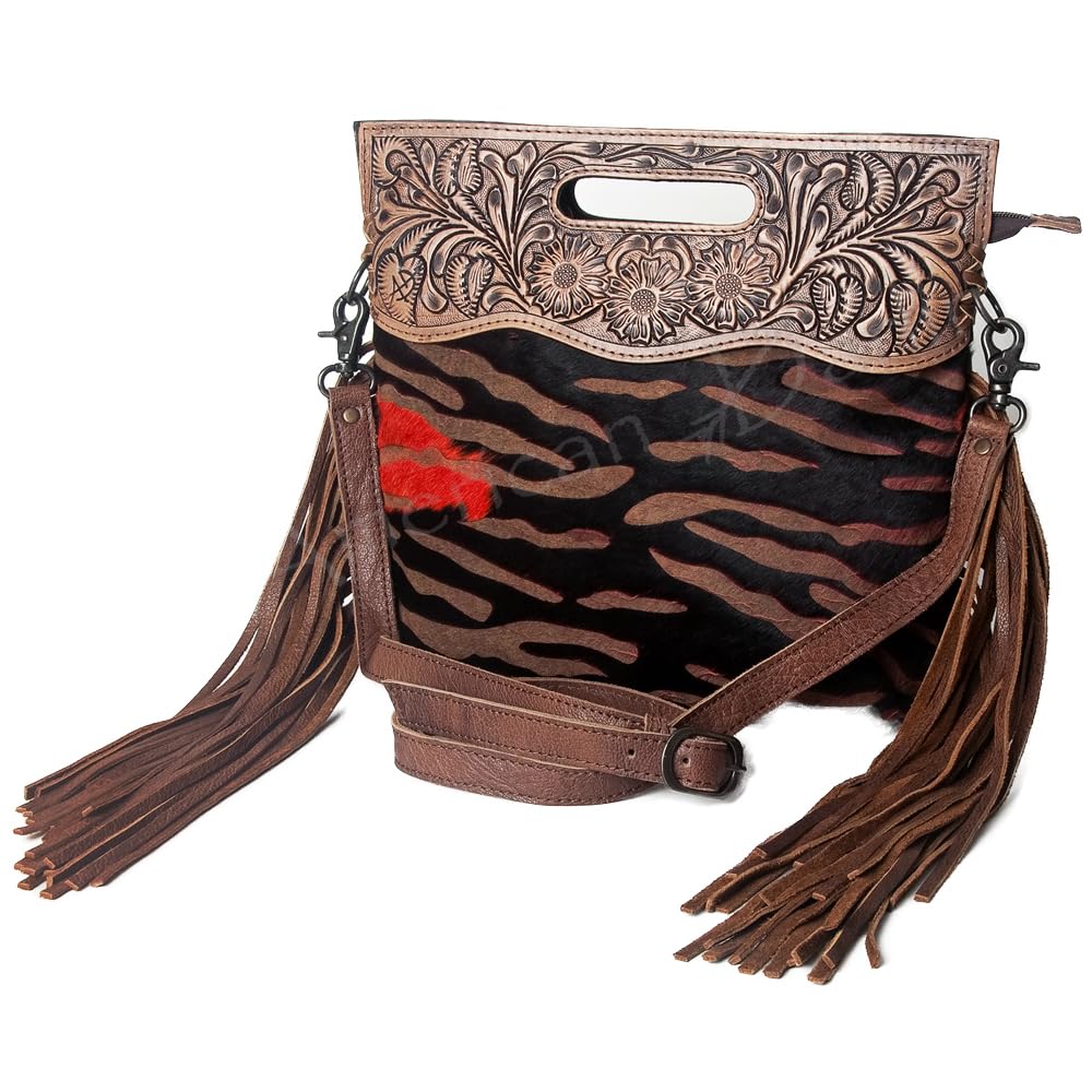 American Darling Clutch Hand Tooled Hair on Genuine Leather Western Women Bag Handbag Purse | Leather Clutch Bag | Clutch Purses for Women | Cute Clutch Bag | Clutch Purse