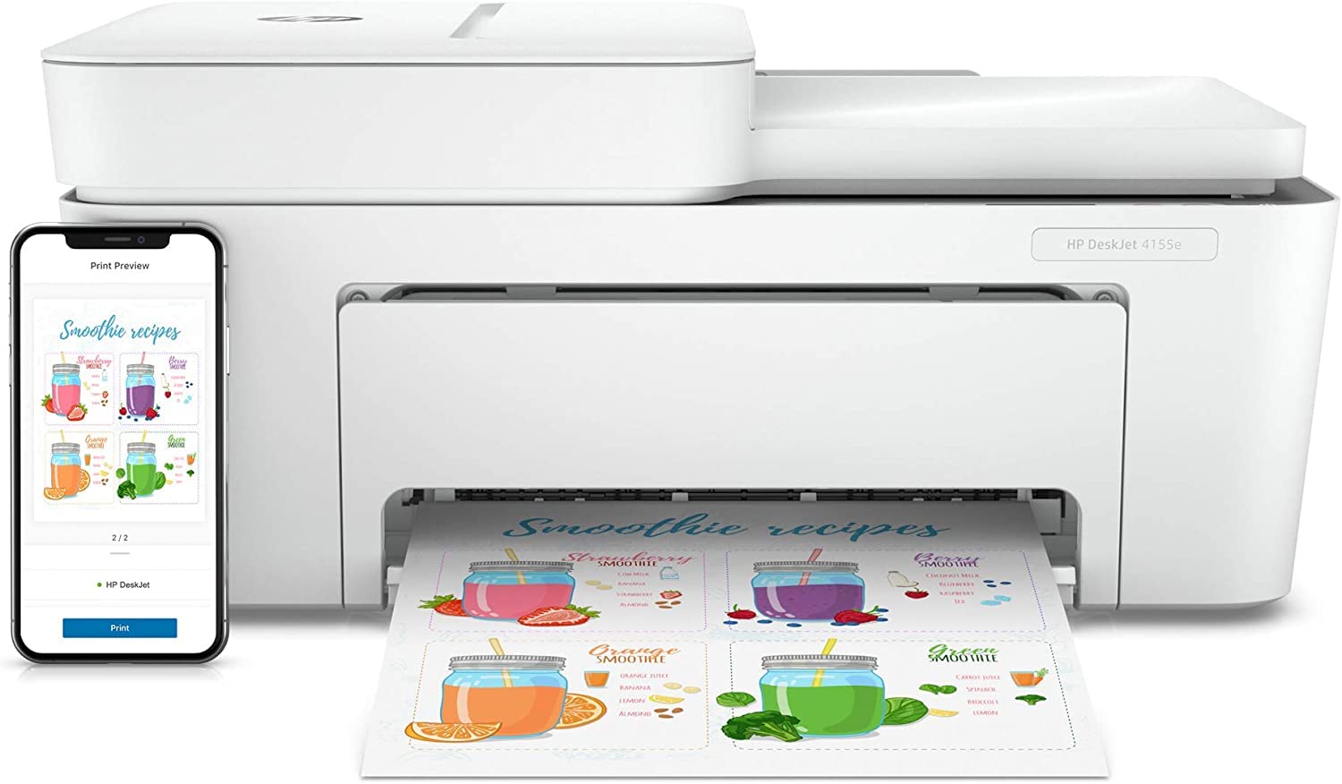 Bools H-P DeskJet 4155eSeries All-in-One Wireless Color Printer, Copier, Scanner, and a USB Printer Cable