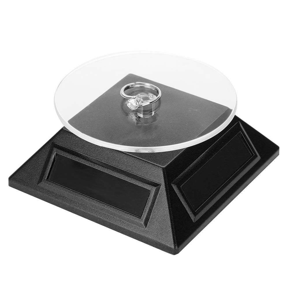 Antilog Jewelry Display Stand, Solar Showcase 360 Degrees Turntable Rotating Watch Phone Jewelry Organizer Display Stand(Black)
