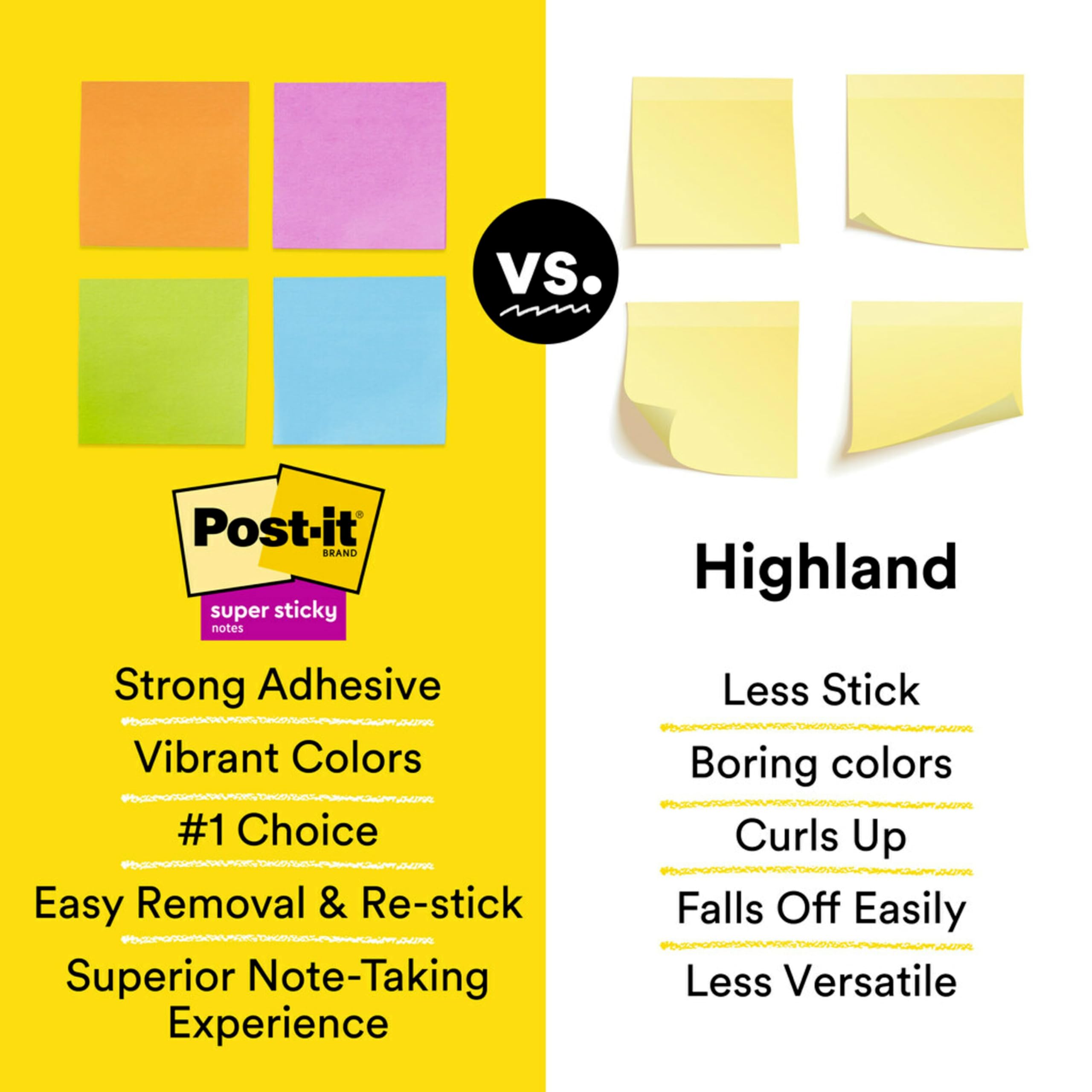 Post-it Super Sticky Notes, 3x3 in, 3 Pads, 2x the Sticking Power, Bright Colors (Orange, Pink, Green), Recyclable (3321-SSAU)