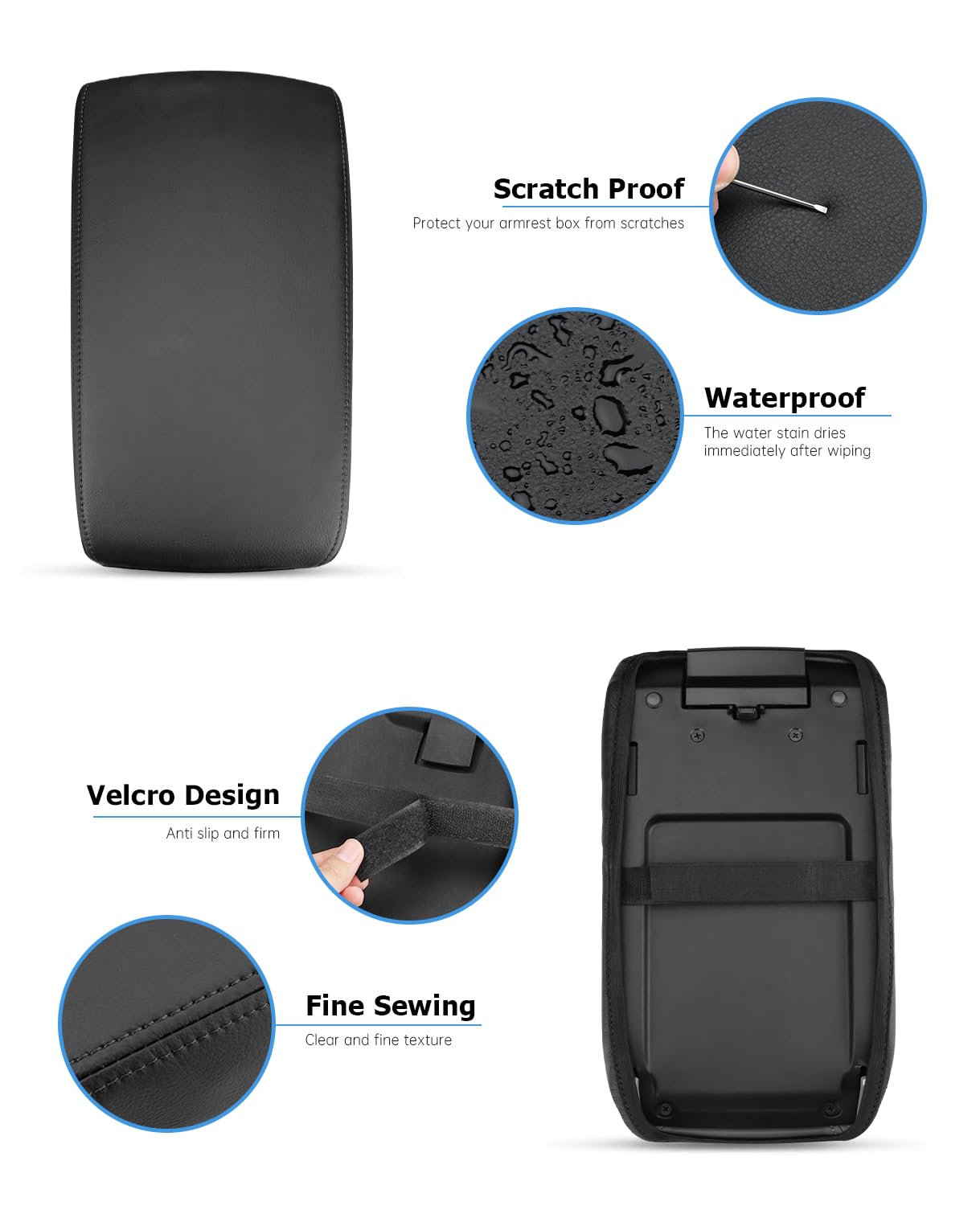 INTGET Car Center Console Armrest Cover for Subaru Crosstrek/Impreza Accessories 2024 Leather Arm Rest Box Lid Middle Console Seat Cover Protector (2024+(with pad), Black Stitches)