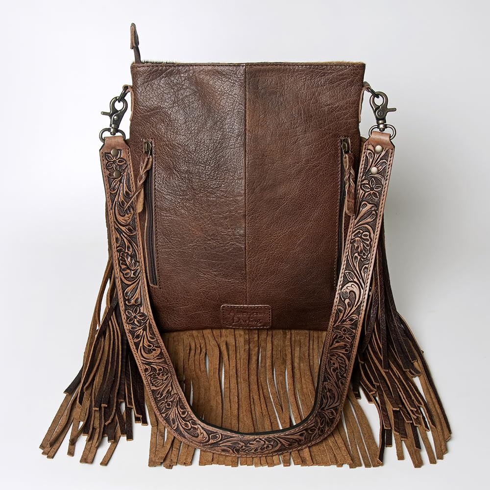American Darling Messenger Hand Tooled Hair On Genuine Leather Western Women Bag Handbag Purse | Cute Messenger Bag | Leather Messenger Bag | Messenger Purse