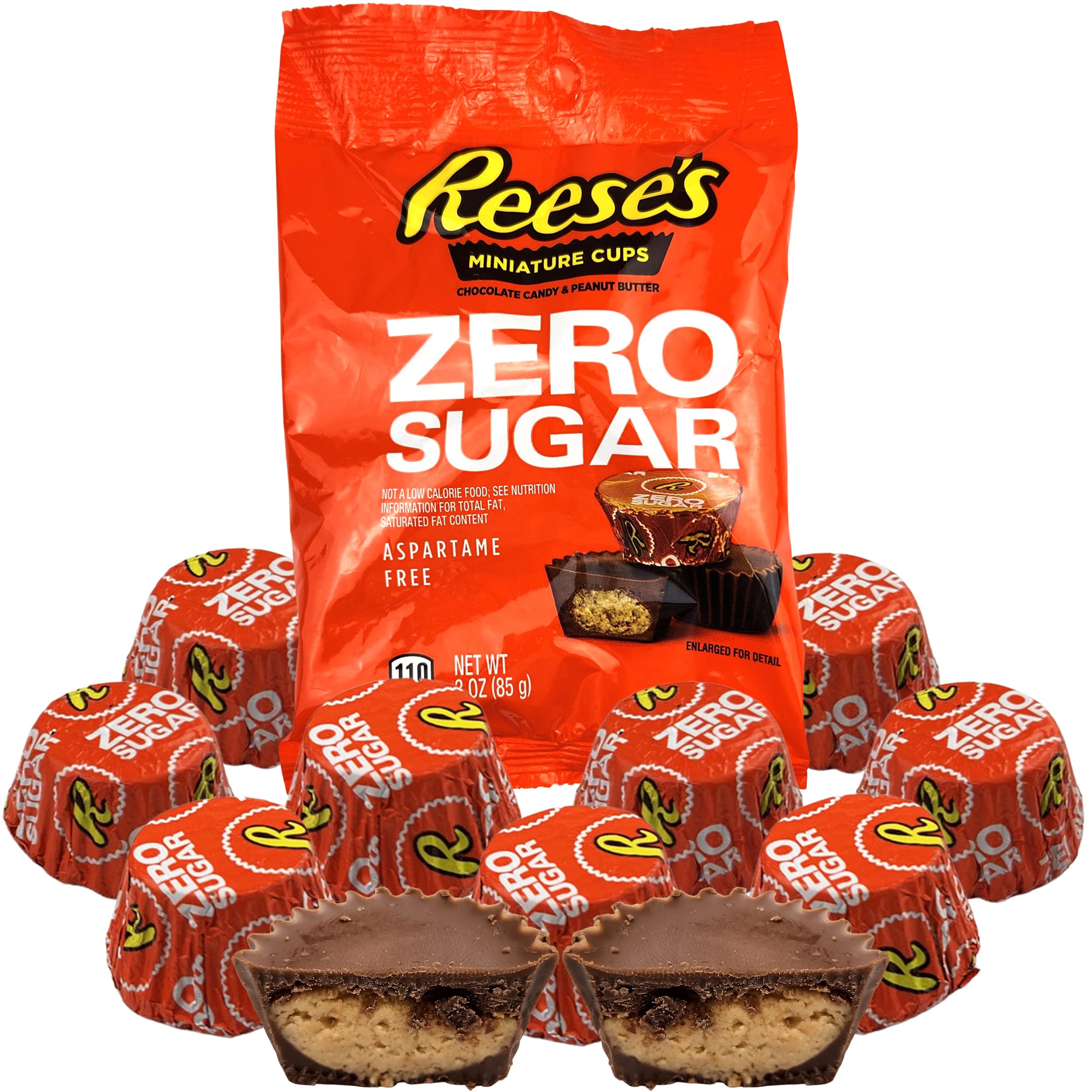GEEOOLLAH - Zero Sugar Miniatures Chocolate Peanut Butter Cups 1lb - Unique Cups Candy Filled with Peanut Butter - Unique Cups Candy Filled with Peanut Butter - Must-Have Holiday Candy.