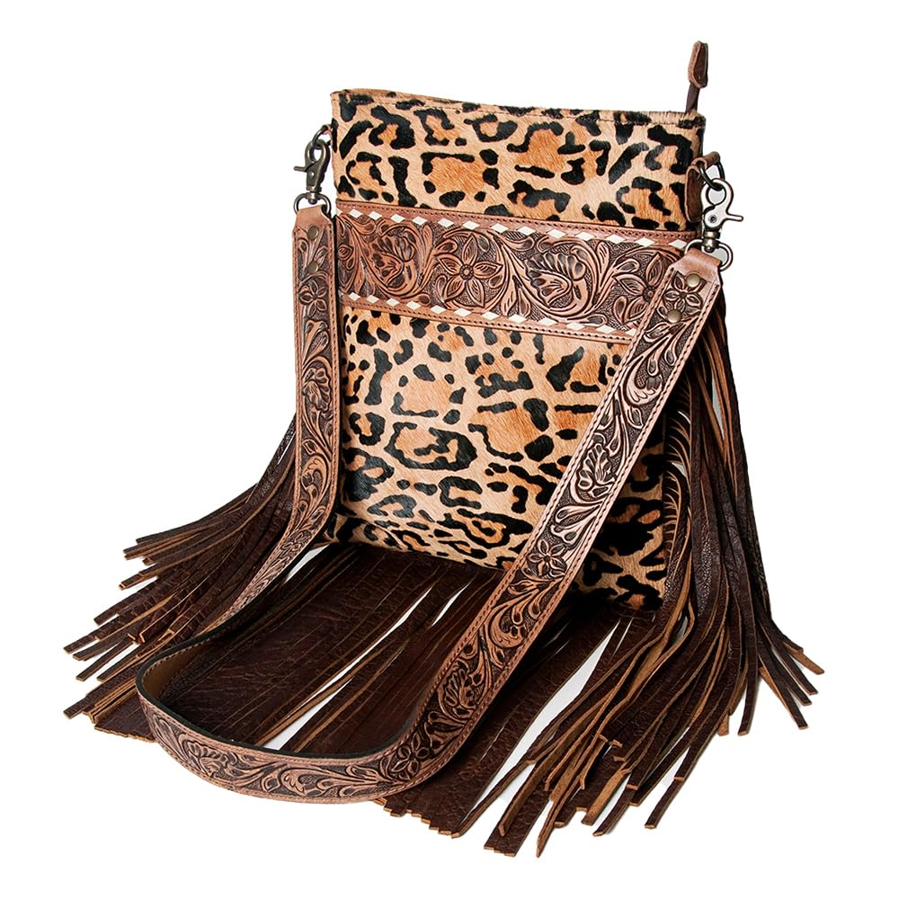 American Darling Messenger Hand Tooled Hair On Genuine Leather Western Women Bag Handbag Purse | Cute Messenger Bag | Leather Messenger Bag | Messenger Purse