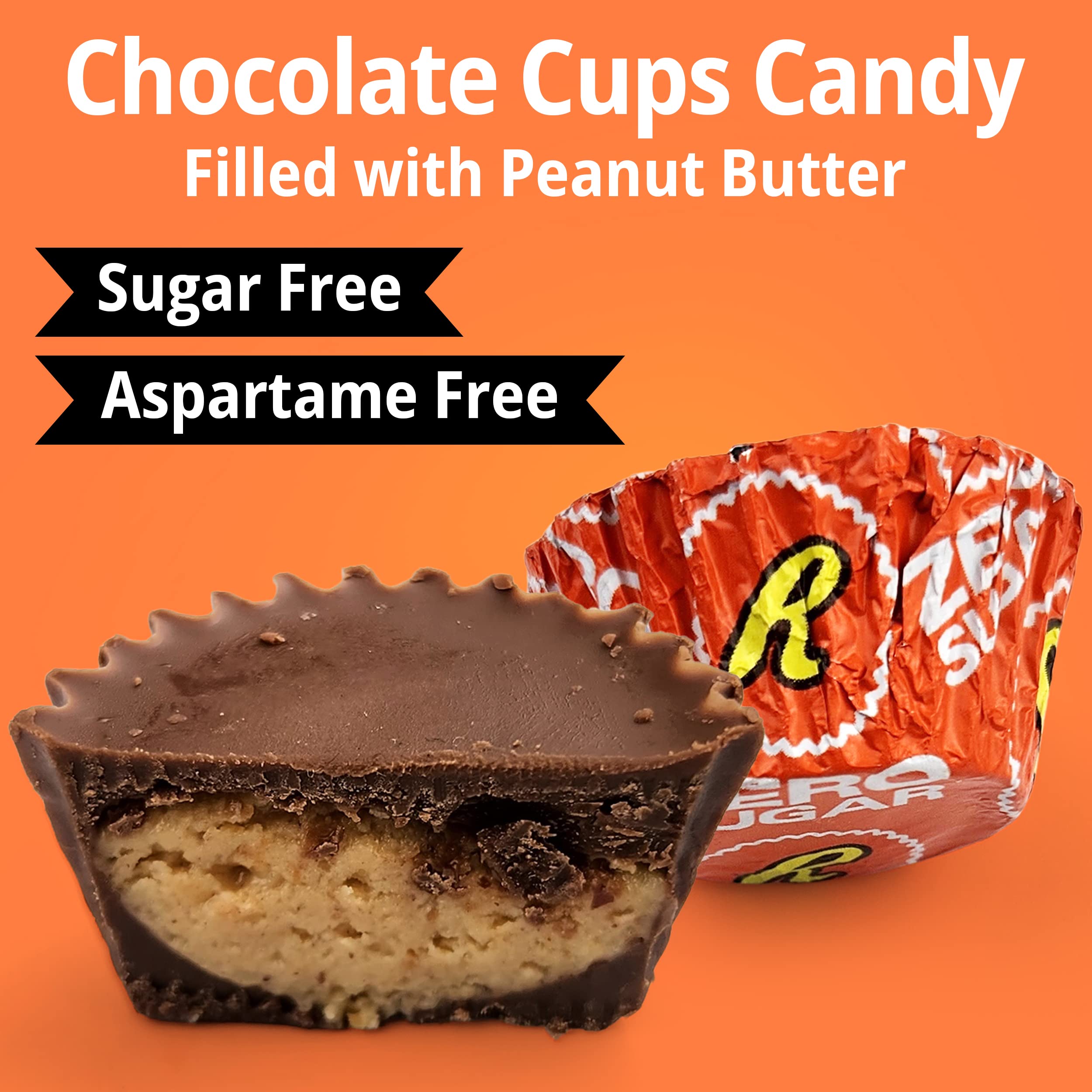 GEEOOLLAH - Zero Sugar Miniatures Chocolate Peanut Butter Cups 1lb - Unique Cups Candy Filled with Peanut Butter - Unique Cups Candy Filled with Peanut Butter - Must-Have Holiday Candy.