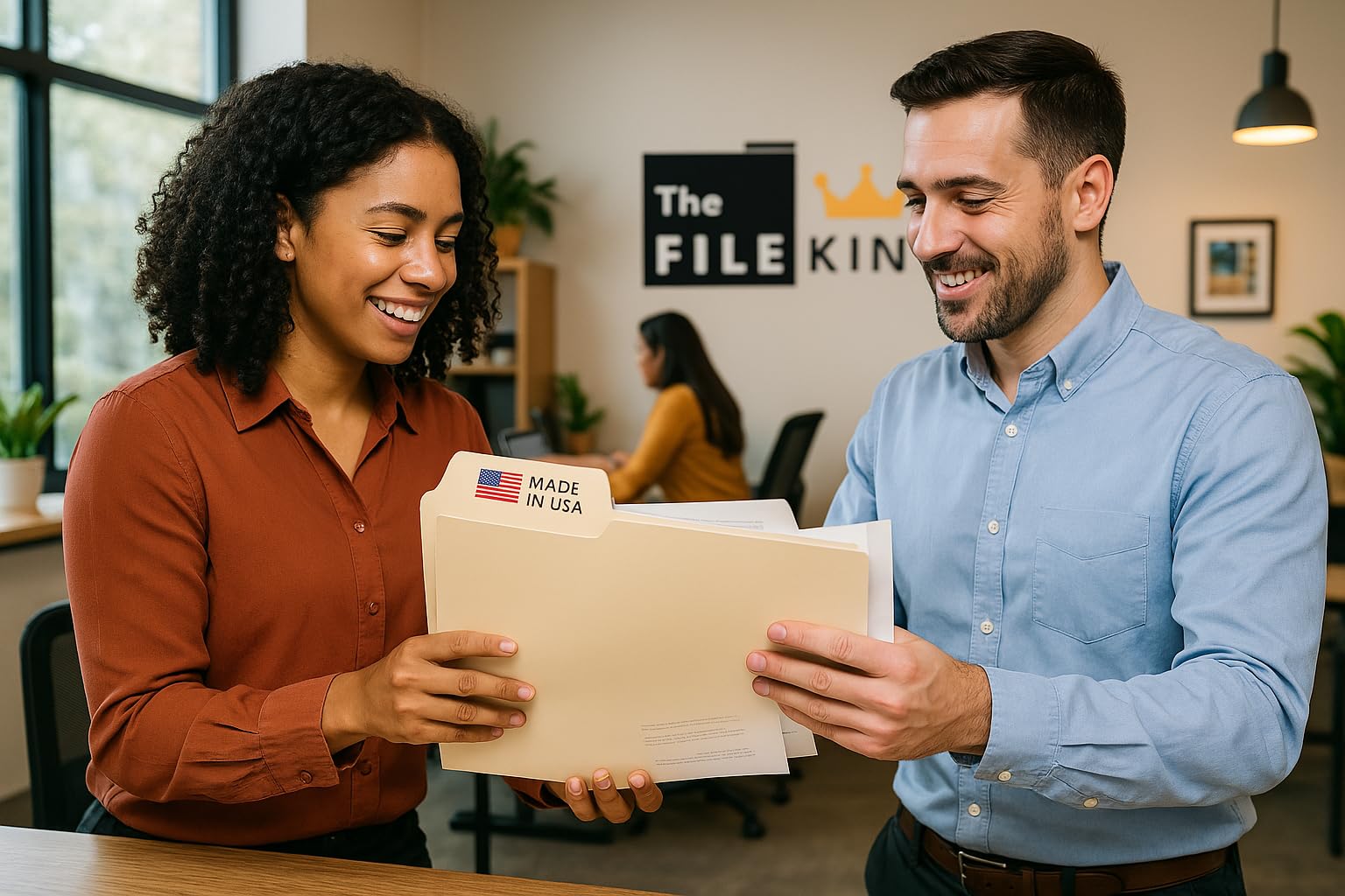 The File King 1/3-Cut Top Tab Manila File Folder - Letter Size | Box of 100 | Made in America | Assorted Tab Positions | 11-Point Fiber | Organize Home & Office Papers